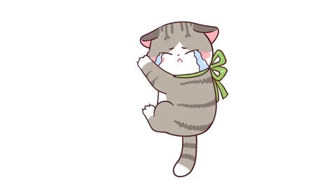 Animated Cute Cat Crying on Wall with Wh... | Stock Video | Pond5