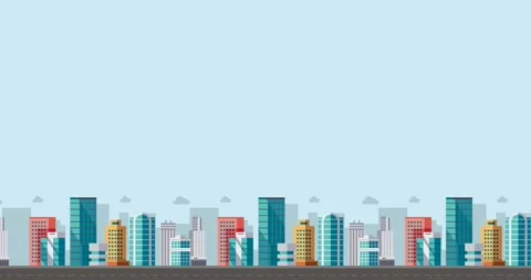 animated cute little cartoon urban build... | Stock Video | Pond5