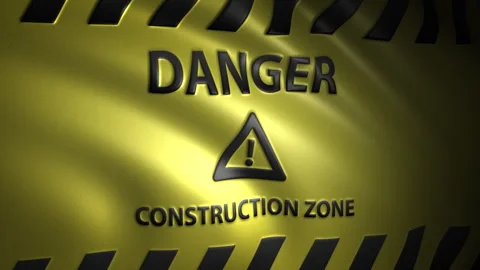 Animated "Danger! Construction Zone" wit... | Stock Video | Pond5