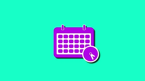Animated date calender with clock icon c... | Stock Video | Pond5