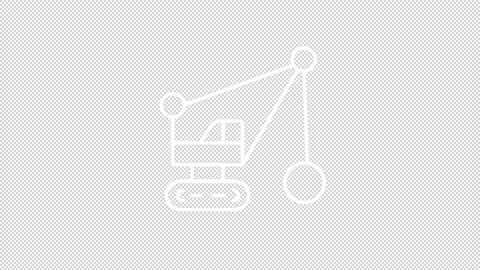 Animated demolition crane white icon | Stock Video | Pond5