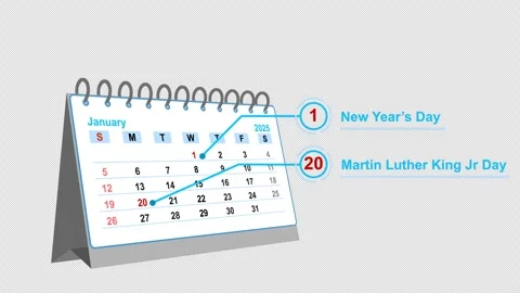animated desk calendar for january 2025 ... | Stock Video | Pond5