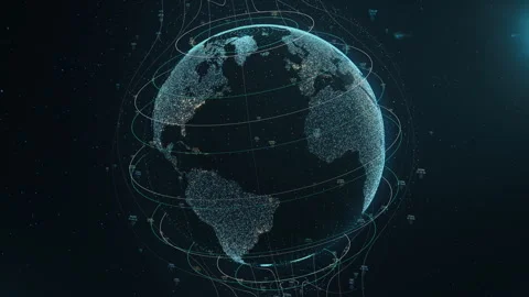 Animated digital grid and lines over rot... | Stock Video | Pond5