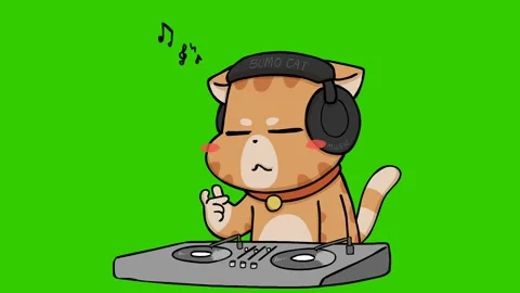 Animated DJ Cat Grooving - Green Screen | Stock Video | Pond5