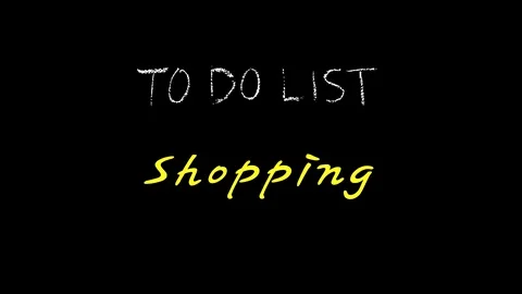 Animated "to do list : shopping" on blac... | Stock Video | Pond5