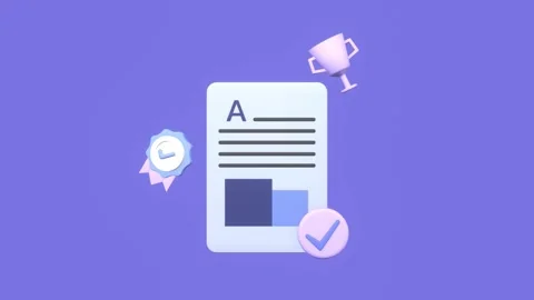 animated document with check mark, troph... | Stock Video | Pond5