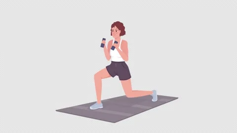 Animated doing lunges with weights | Stock Video | Pond5