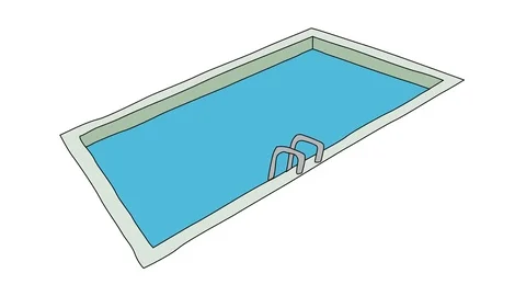 Animated drawing of empty in ground swim... | Stock Video | Pond5