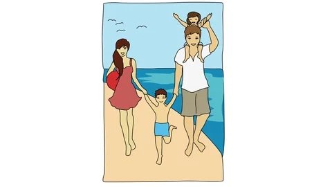 Animated drawing of fun time with family... | Stock Video | Pond5