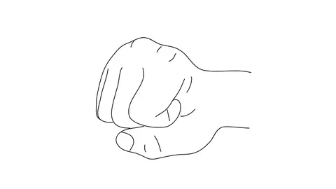 Animated drawing of hand shape fist | Stock Video | Pond5