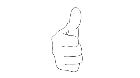 Animated drawing of hand shape thumb up ... | Stock Video | Pond5