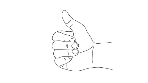 Animated drawing of hand shape thumb up ... | Stock Video | Pond5