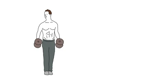 Animated drawing of male dumbbell workou... | Stock Video | Pond5