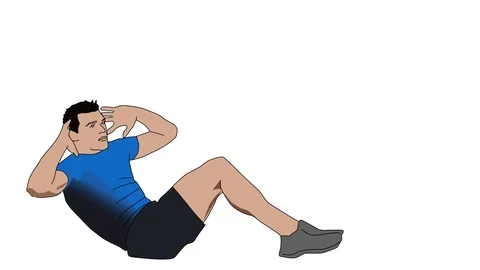 Animated drawing of male workout sit-ups... | Stock Video | Pond5