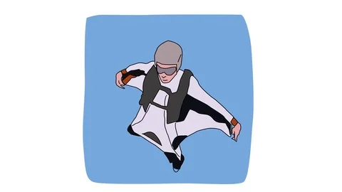 Animated drawing of man flying in wingsu... | Stock Video | Pond5