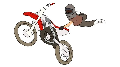 Animated drawing of motocross stunt jump... | Stock Video | Pond5