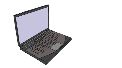 Animated drawing of open laptop | Stock Video | Pond5