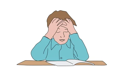 Animated drawing of young student strugg... | Stock Video | Pond5