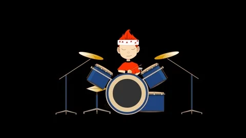 Animated Drummer Playing Drum Kit | Stock Video | Pond5