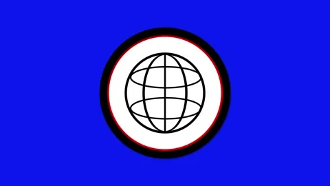 Animated earth icon on a blue background... | Stock Video | Pond5