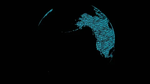 Animated Earth with rotating matrix text... | Stock Video | Pond5