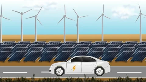 Animated Electric Car Shown Driving on a... | Stock Video | Pond5