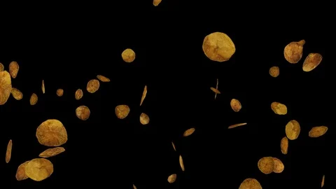 Animated exploding slices of potato chip... | Stock Video | Pond5
