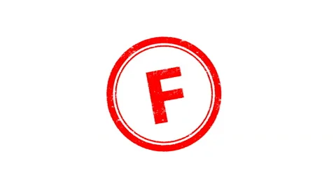 Animated F Stamp Grade Score on Black, W... | Stock Video | Pond5
