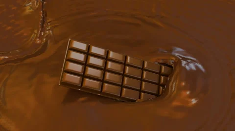 Animated falling chocolate bar into melt... | Stock Video | Pond5
