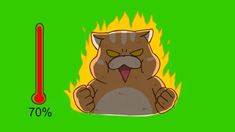 Animated Fat Cat Angry with Flaming Fire... | Stock Video | Pond5