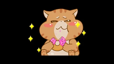 Animated Fat Cat Enjoying a Donut with T... | Stock Video | Pond5