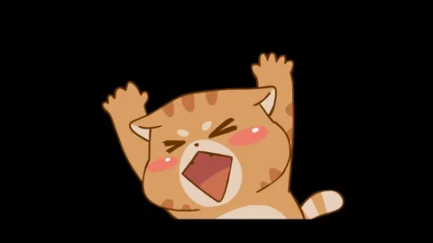 Animated Fat Cat Raising Hand Happily - ... | Stock Video | Pond5