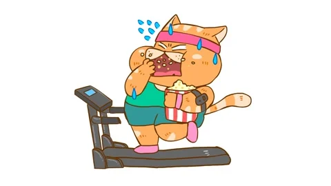 Animated Fat Cat Running on Treadmill wi... | Stock Video | Pond5