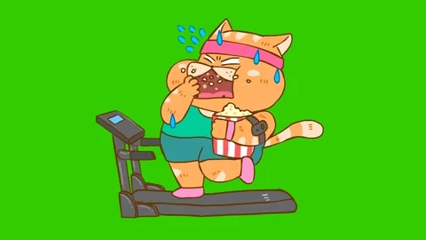 Animated Fat Cat Running on Treadmill wi... | Stock Video | Pond5