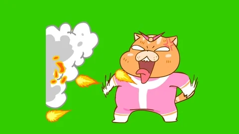 Animated Fat Cat Shooting Energy - Green... | Stock Video | Pond5
