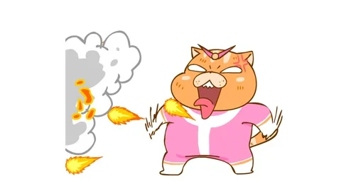 Animated Fat Cat Shooting Energy - White... | Stock Video | Pond5