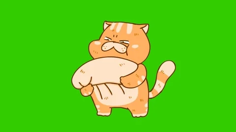 Animated Fat Cat Showing Belly with Gree... | Stock Video | Pond5