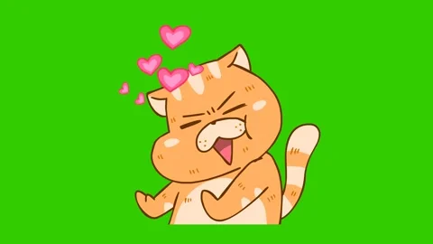 Animated Fat Cat Super Like with Green S... | Stock Video | Pond5