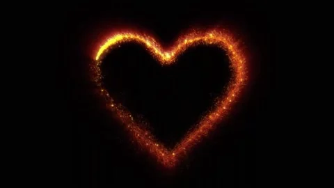 Animated Fire Heart black screen | Stock Video | Pond5