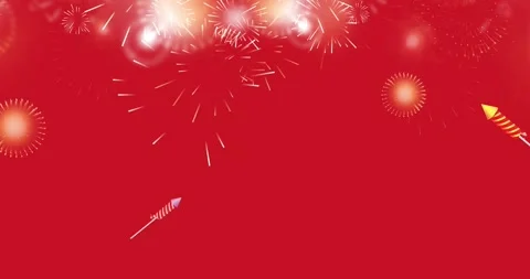 Animated Fireworks Bursting on Red Backg... | Stock Video | Pond5