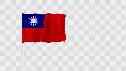 Animated Flag Of Taiwan On Pole With Tra... | Stock Video | Pond5