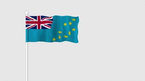Animated Flag Of Tuvalu On Pole With Tra... | Stock Video | Pond5
