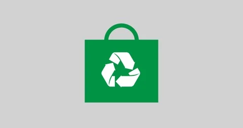 Animated flat bag and recycle logo. Natu... | Stock Video | Pond5