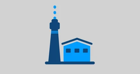 Animated flat factory icon. Nature, poll... | Stock Video | Pond5