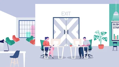 Animated Flat Office Loop | Stock Video | Pond5