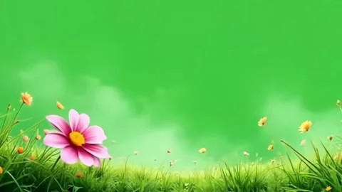 Animated Flower Field and Grass on Green... | Stock Video | Pond5