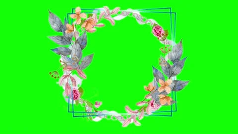 animated flower frame on green screen | Stock Video | Pond5