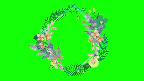 animated flower frame on green screen | Stock Video | Pond5