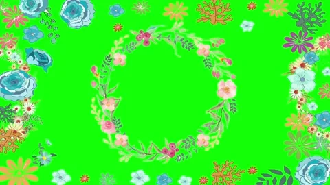 animated flower frame on green screen | Stock Video | Pond5