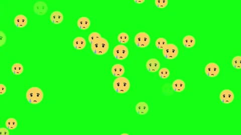 Animated flying sad emoji particles on g... | Stock Video | Pond5